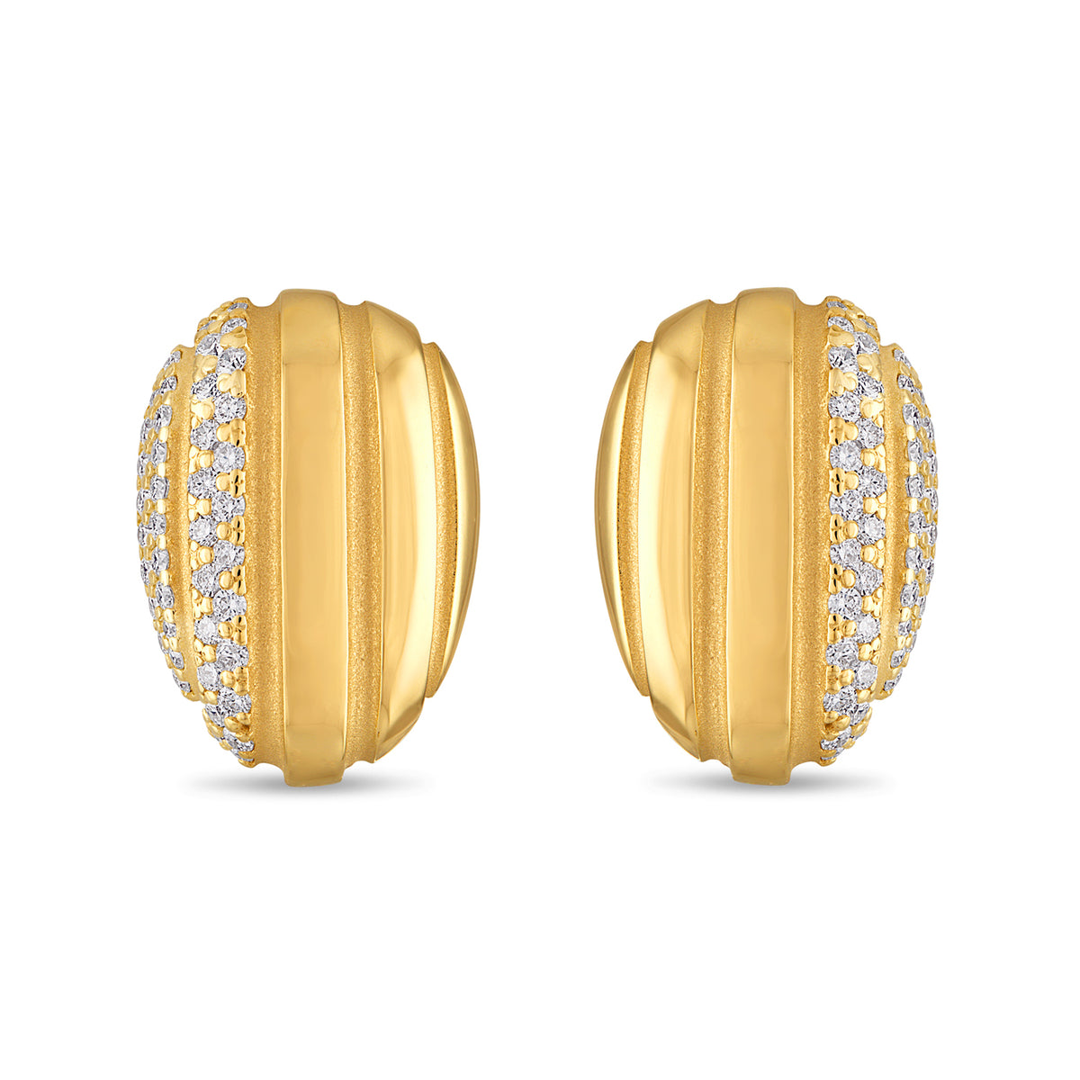 Eos Large Studs with Diamonds | 18K Yellow Gold Fine Jewelry – Pamela ...